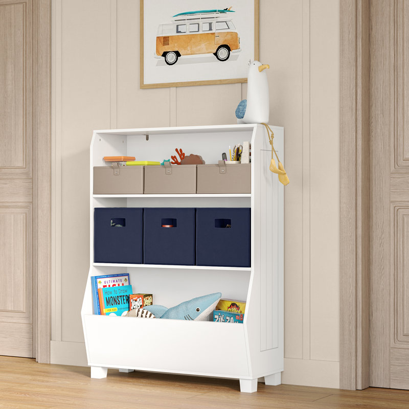 RiverRidge Home RiverRidge Kids 34in Playroom Bookshelf with Veggie Bin Organizer and 2 Open Toy Storage Shelves Reviews Wayfair